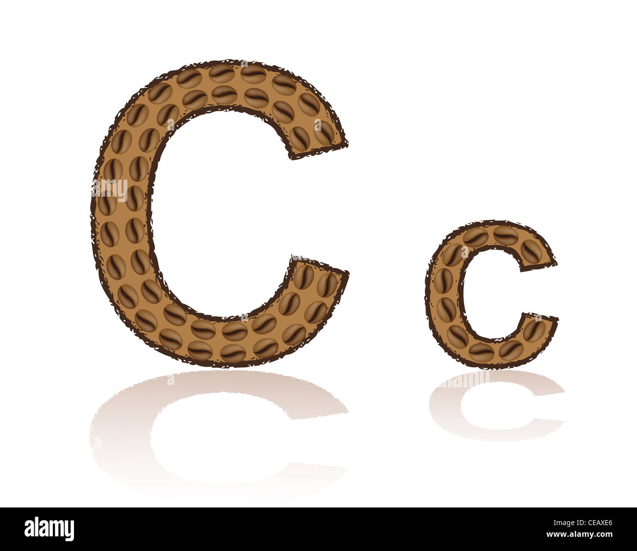 letter C is made grains of coffee illustration isolated on white ...