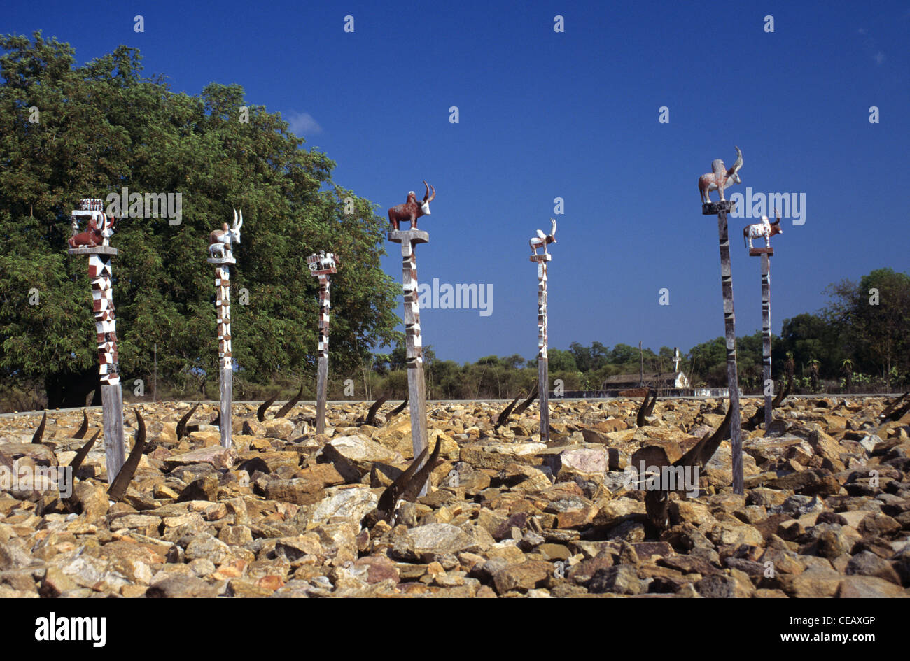 Carved Aloala or Funerary Totem Poles Placed on Large Stone Mahafaly ...
