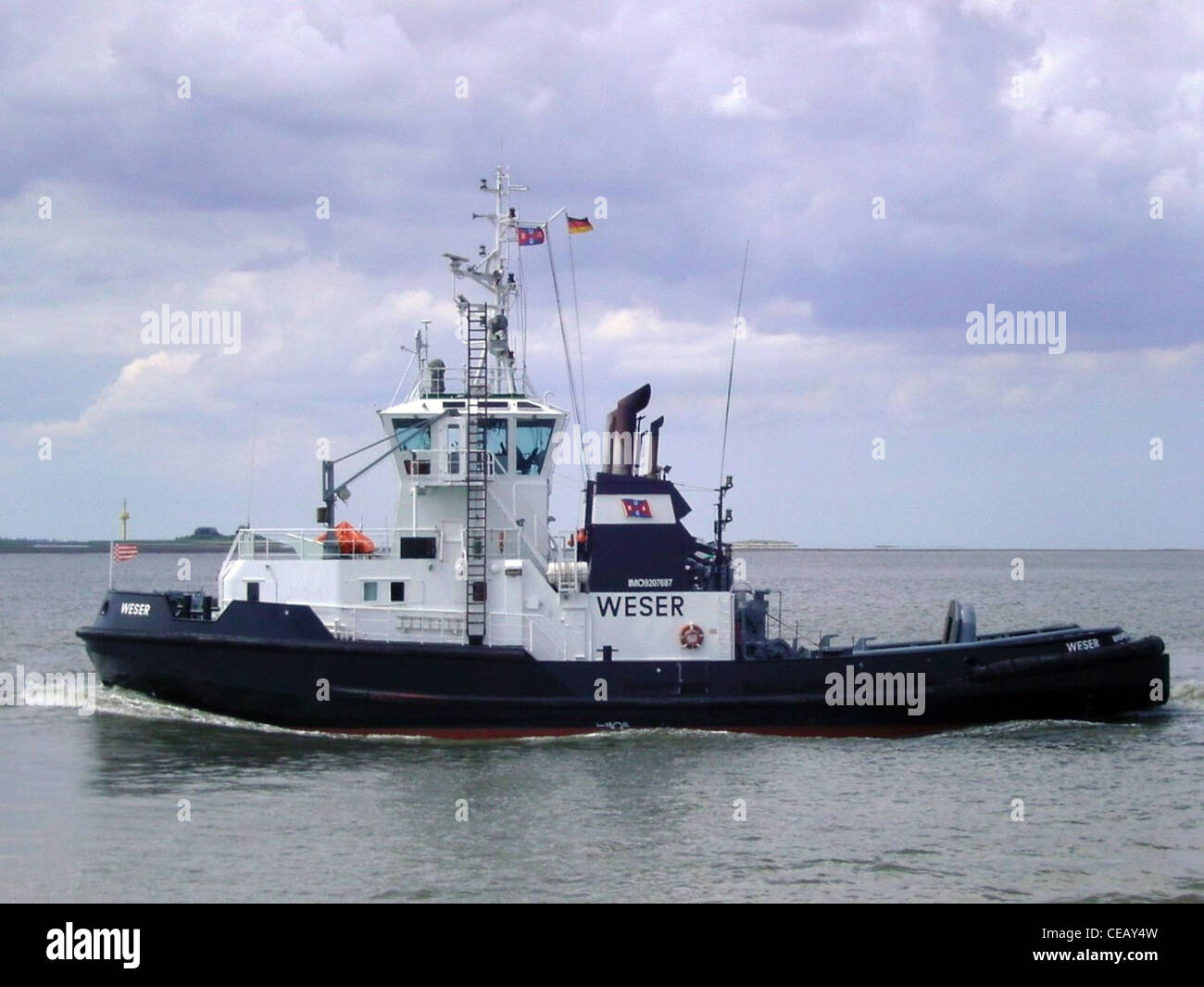 The tugboat Weser on the River Weser in Bremerhaven, Germany Stock ...