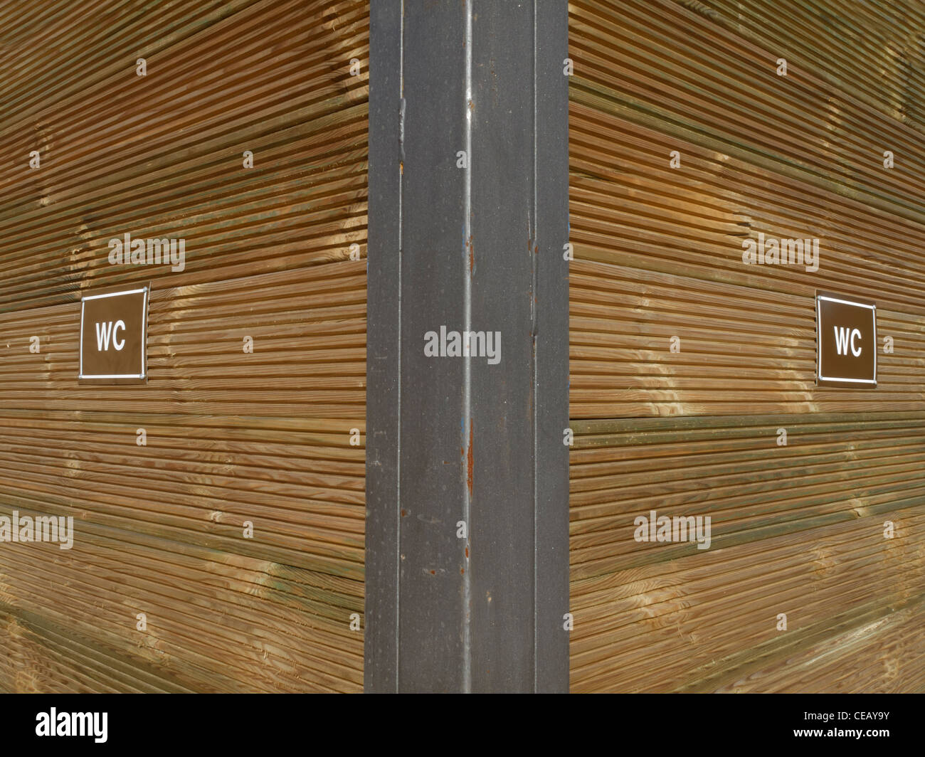 Portable, temporary individual toilet booth labelled "WC" as they are ...