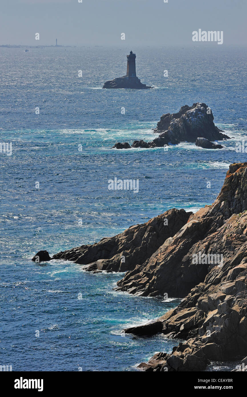 The lighthouse La Vieille at the Pointe du Raz at Plogoff, Finistère ...