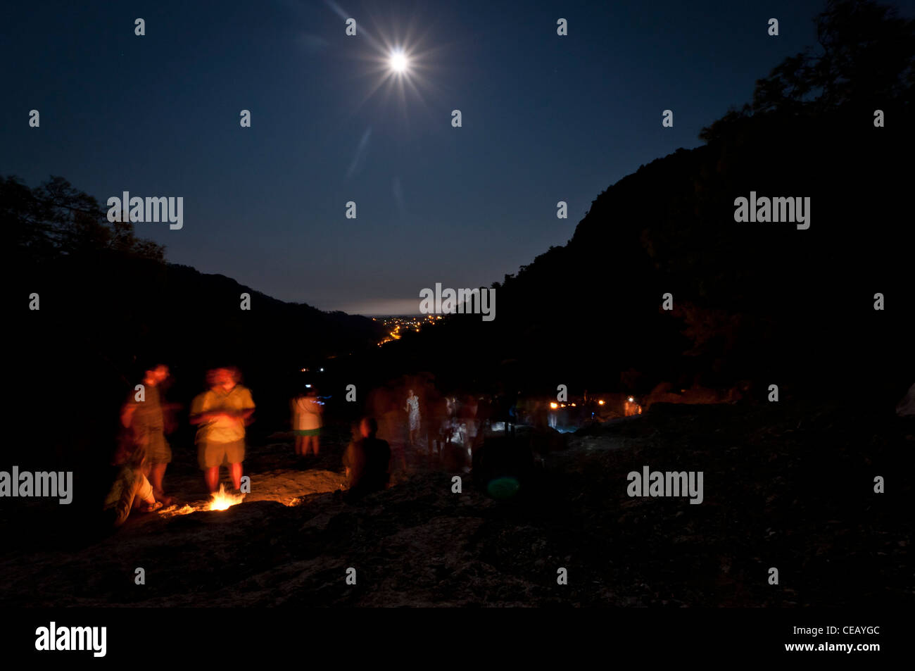 The view at night from the top of Mount Chimaera (Yanartaş), near ...