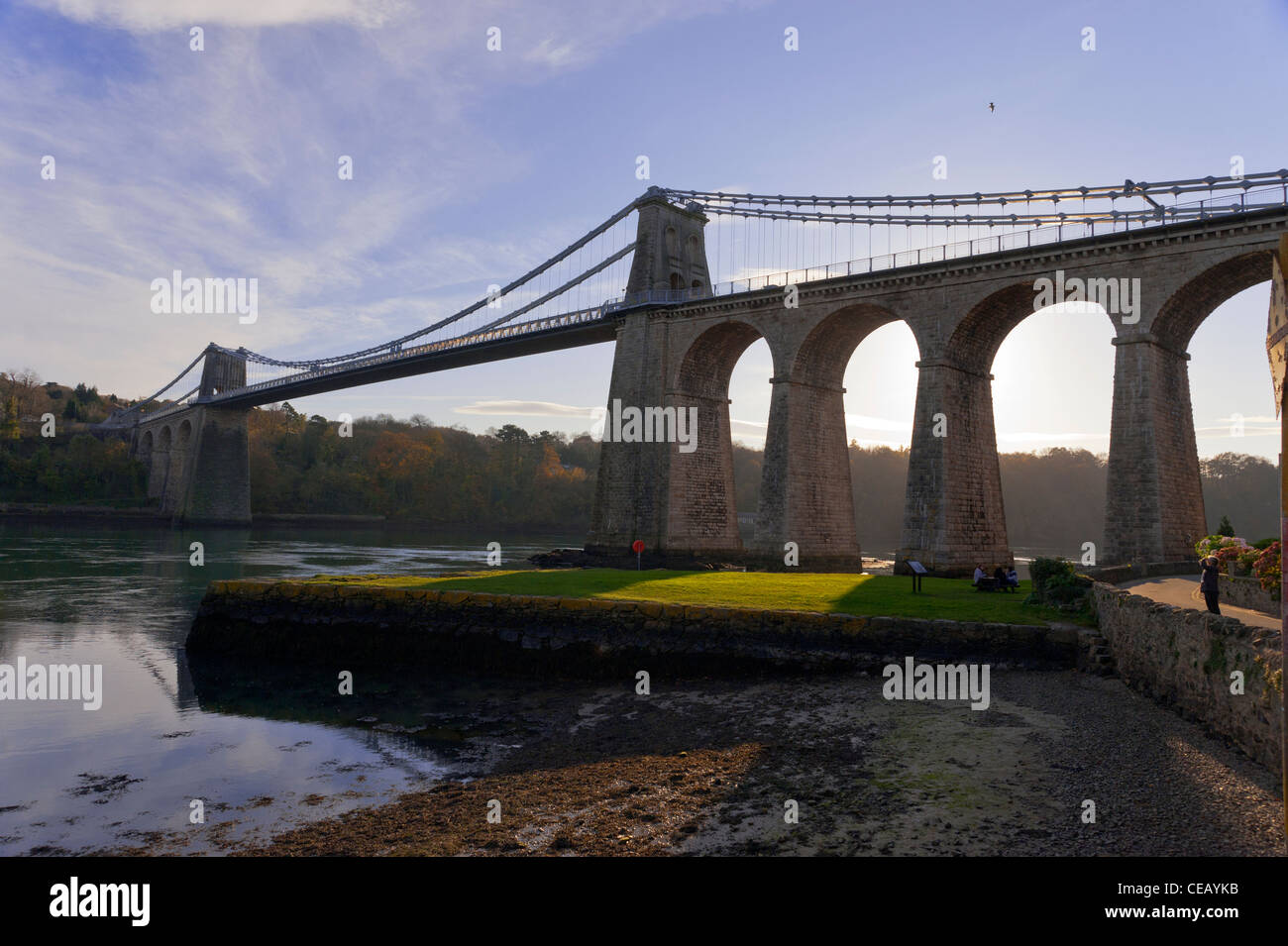 Menai Suspension Bridge Anglesey North Wales Uk Stock Photo - Alamy