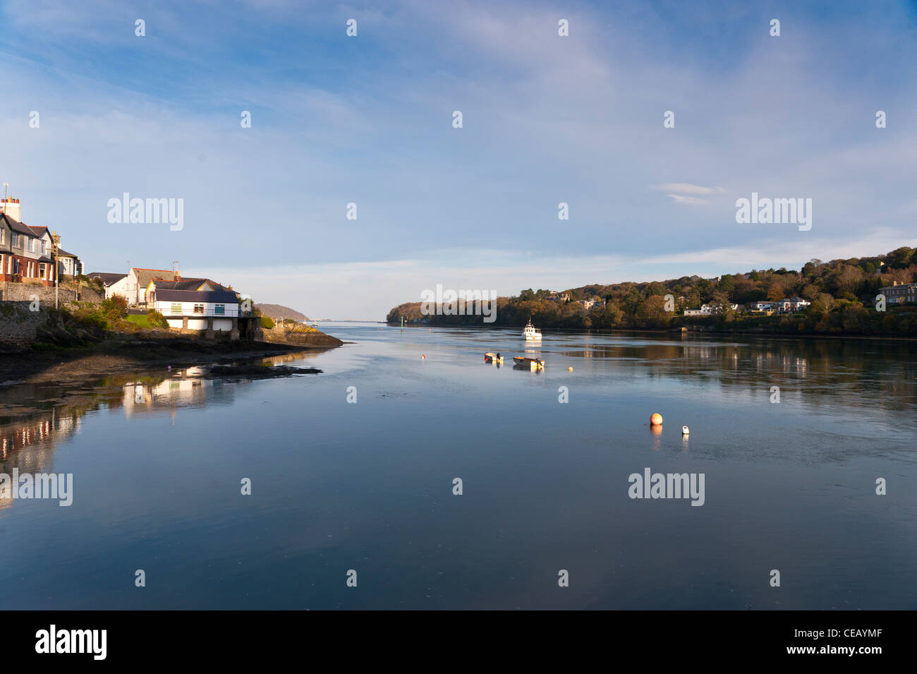 Menai Straits looking Eastwards Anglesey North Wales Uk Stock Photo - Alamy