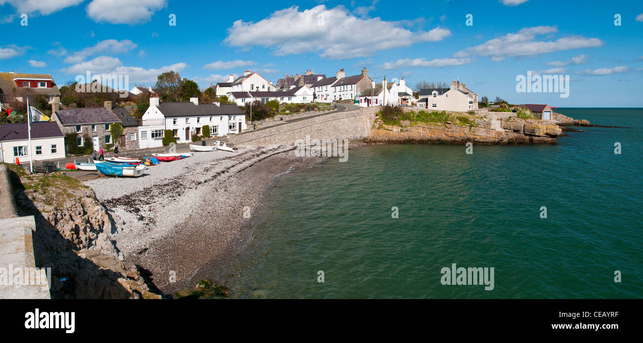 Moelfre beach Anglesey North Wales Uk This is a stitched panorama Stock Photo - Alamy