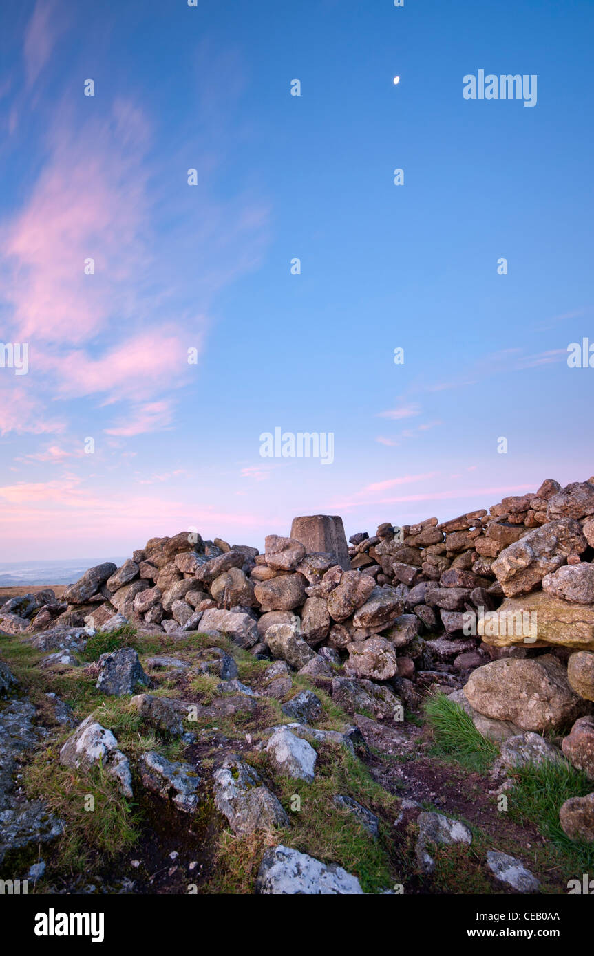 Soft dawn light at Rippon Tor Triangulation point, Dartmoor, August ...
