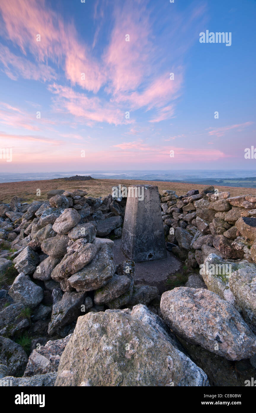 Soft dawn light at Rippon Tor Triangulation point, Dartmoor, August ...