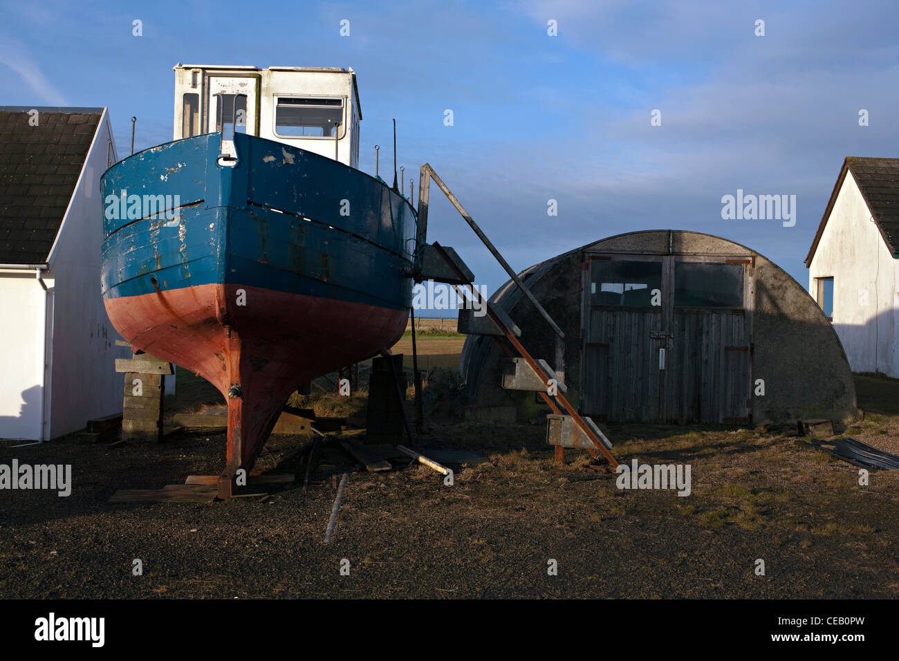 scotland boat moored dry land Stock Photo - Alamy