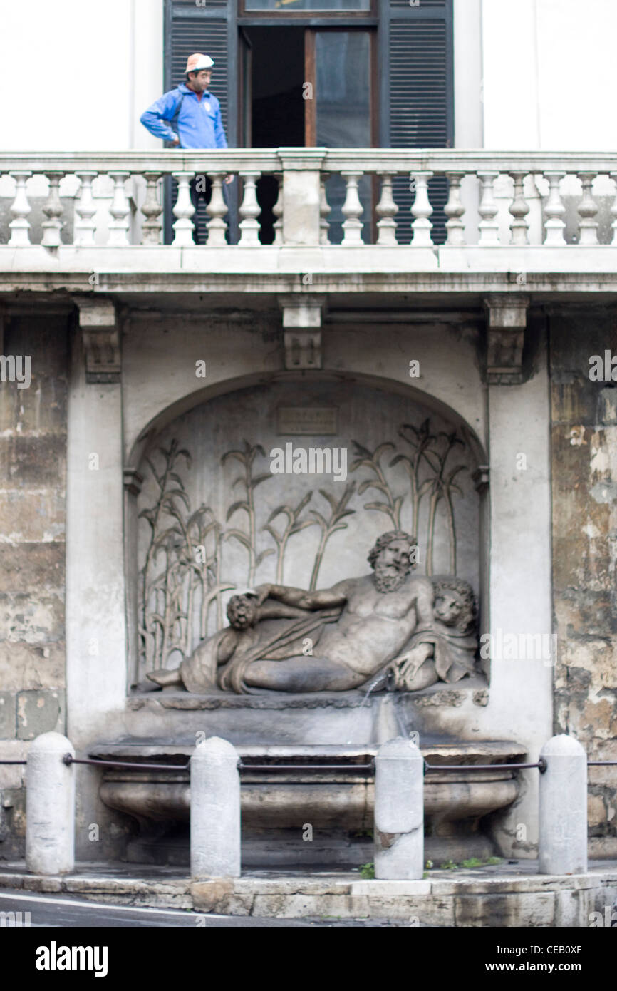Facade and fountain at the corner of The Holy Trinity church ...