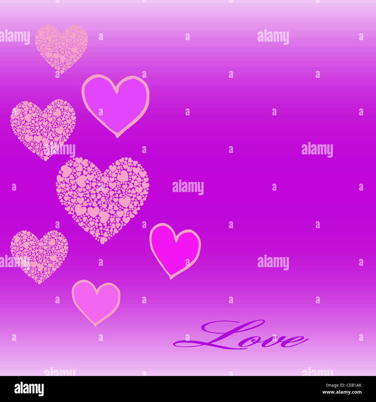 Sending Love: bright pink card with white lace and outlined hearts on ...