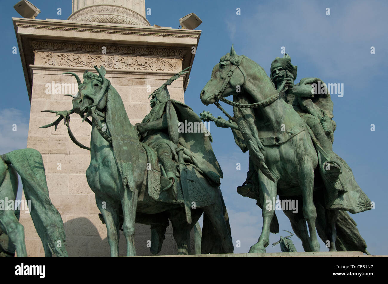 Hungary, Budapest, Pest, Heroes Square. Millennium Monument built in ...
