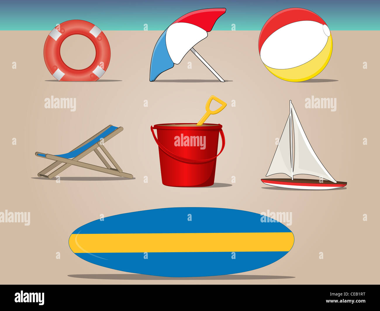 Beach Day icon set Stock Photo - Alamy