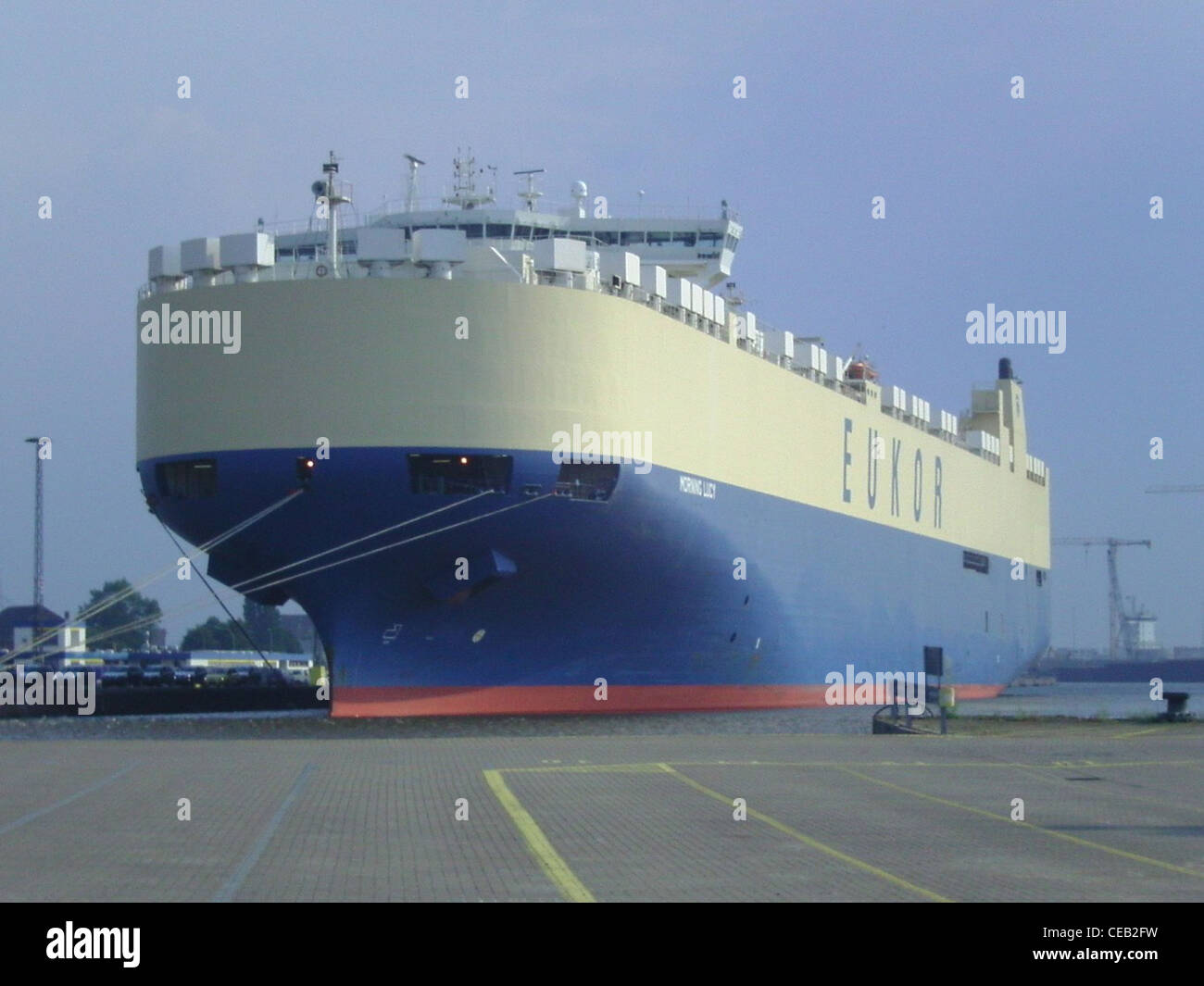 car carrier Morning Lucy of EUKOR shipping company in the port of ...