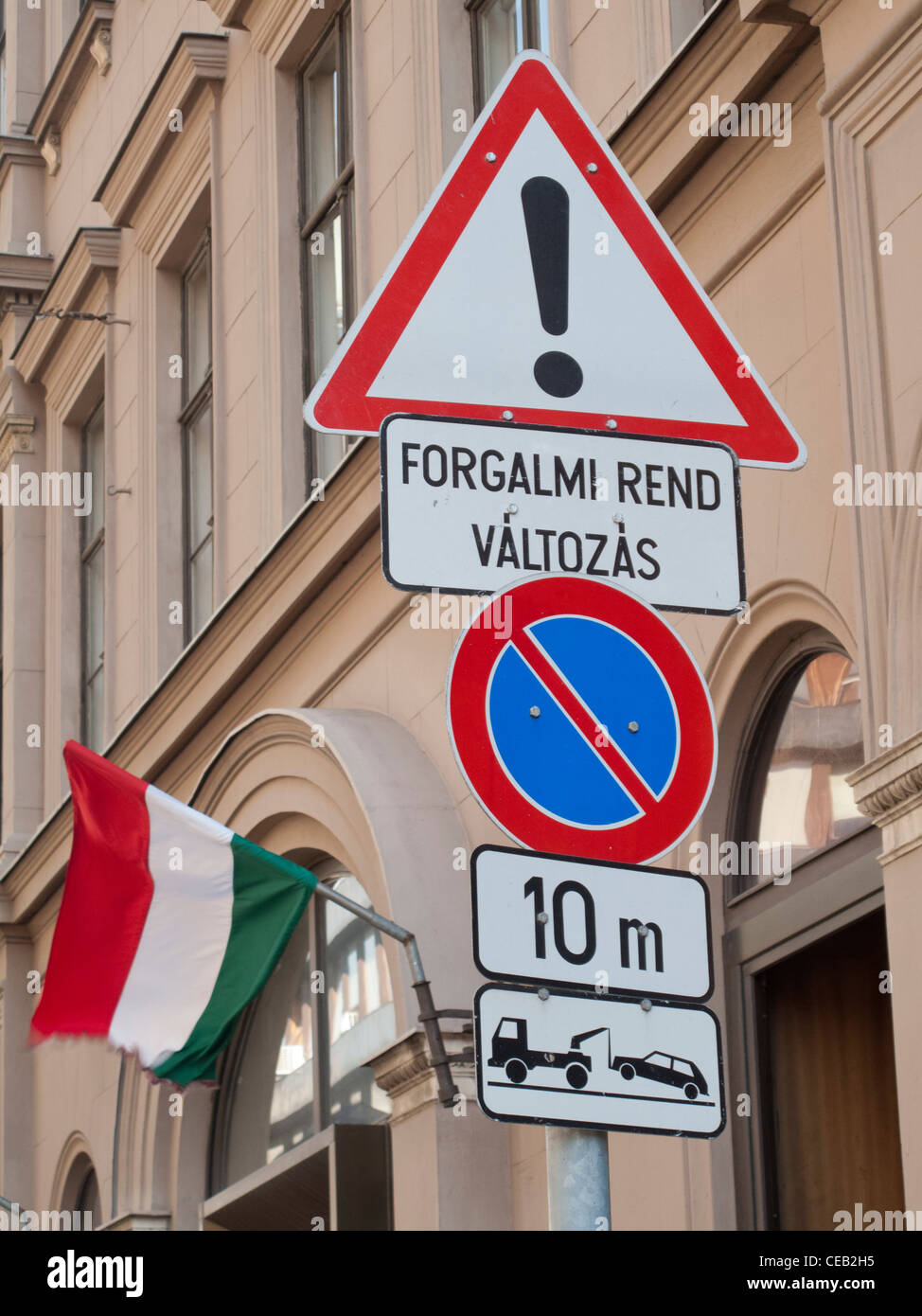 Street traffic signs in Budapest, Hungary Stock Photo - Alamy