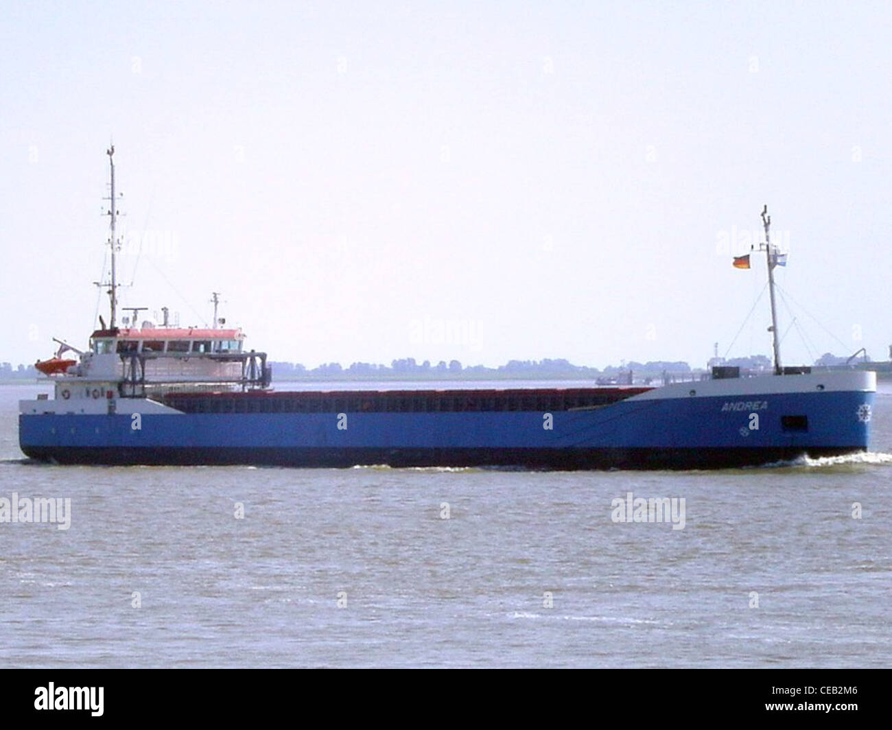 The coastal motor vessel Andrea outbound on the River Weser Stock Photo ...