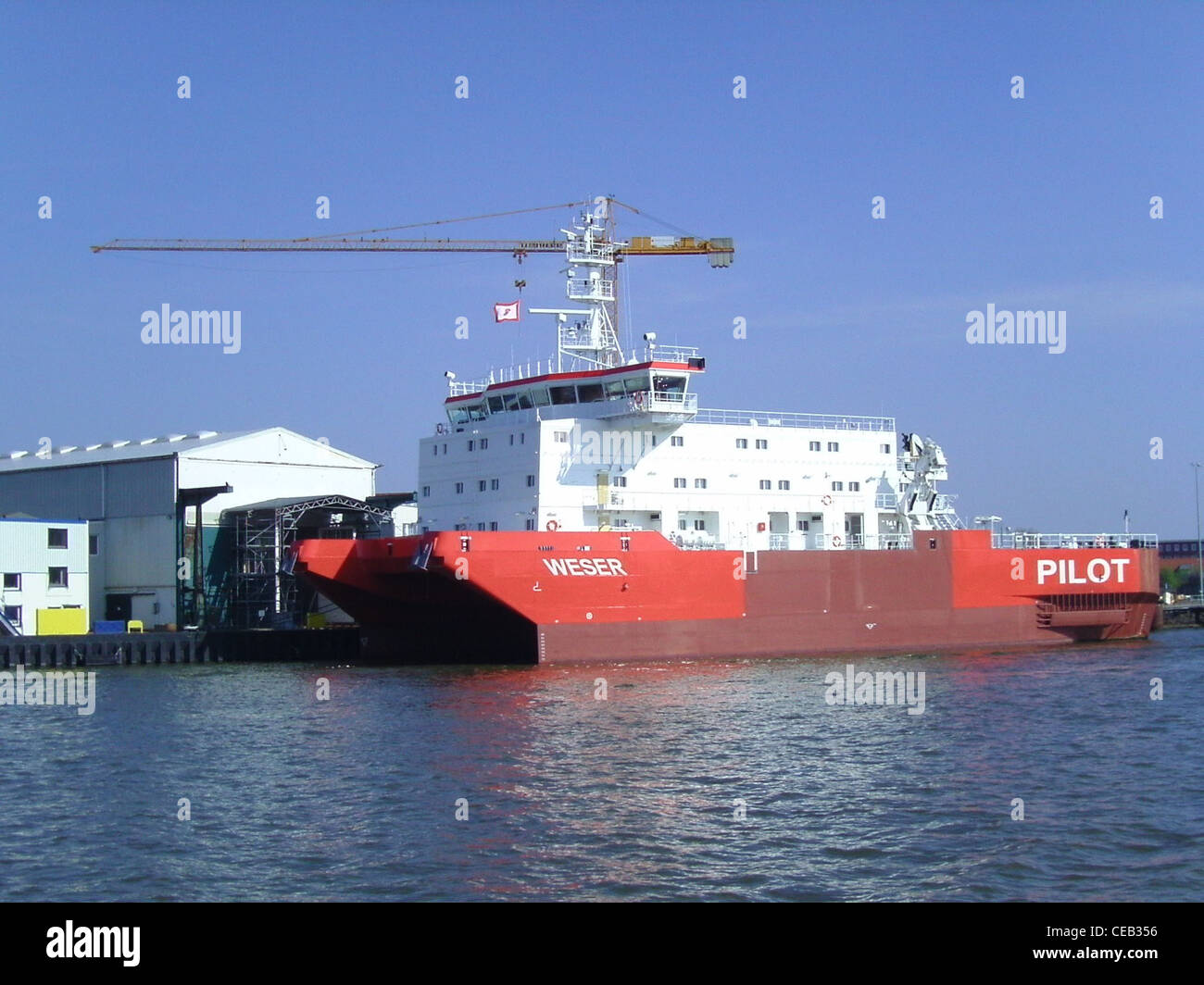 SWATH pilot ship Weser, built by Abeking & Rasmussen and here seen in ...