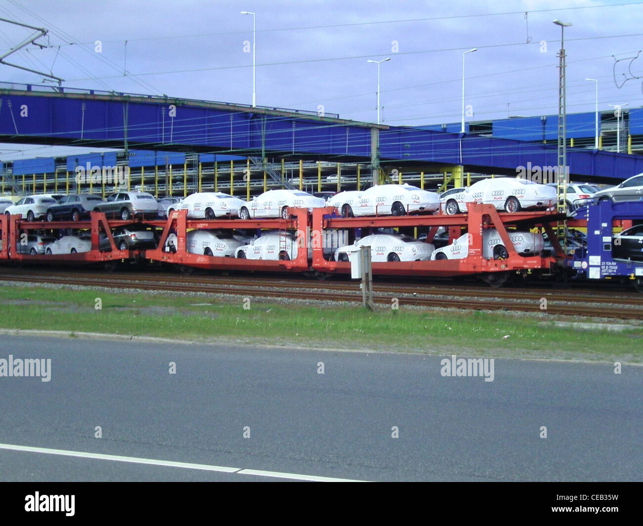 Transport of Audi cars for exportation in the port of Bremerhaven Stock ...