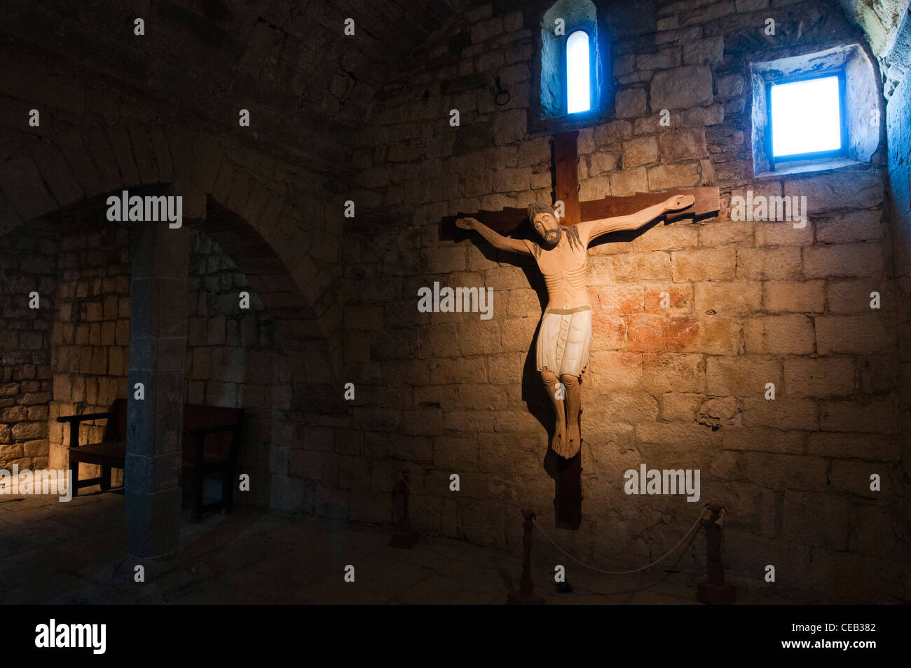 Real-size crucifix with Jesus Christ made in wood from the Romanic ...