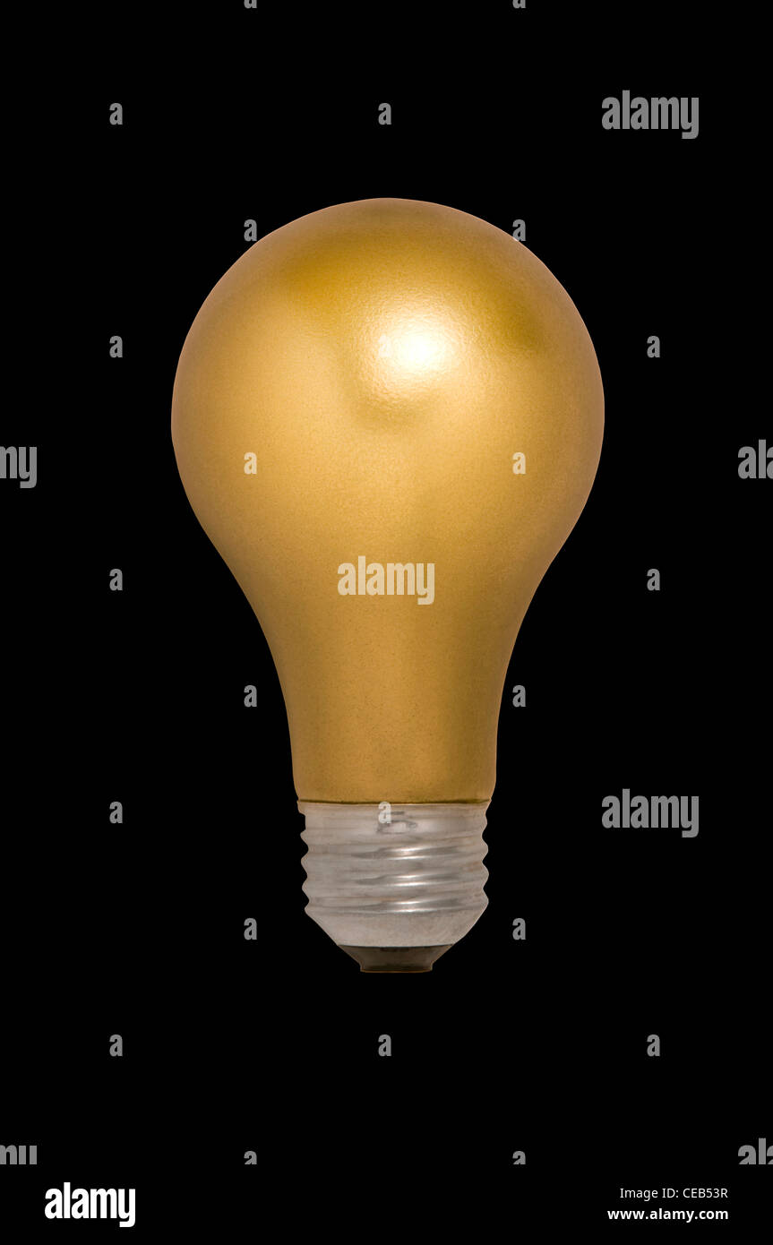 Gold Light Bulb Floating Against a Black Background Stock Photo - Alamy