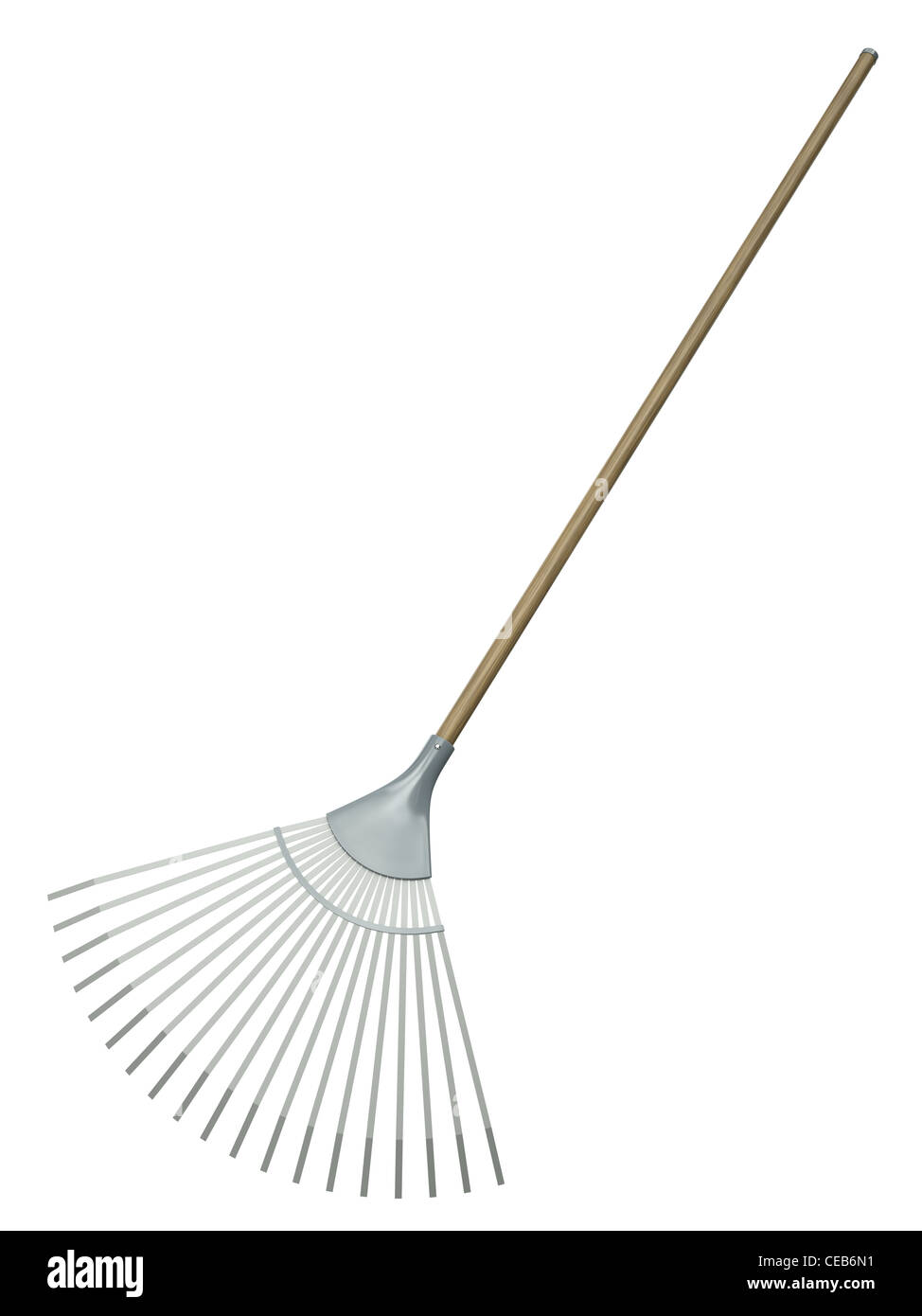 Leaf rake isolated on white background. 3D render Stock Photo - Alamy