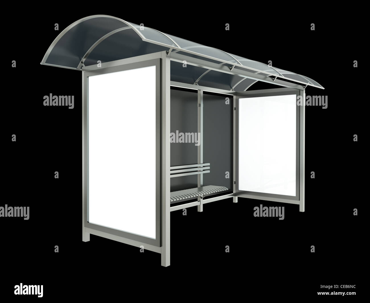 Bus stop on black background. 3D render Stock Photo - Alamy