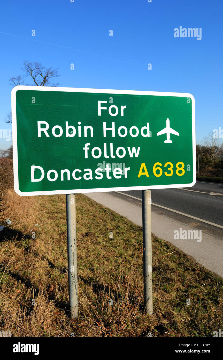 Road Sign For Robin Hood Airport South Yorkshire England Stock Photo ...