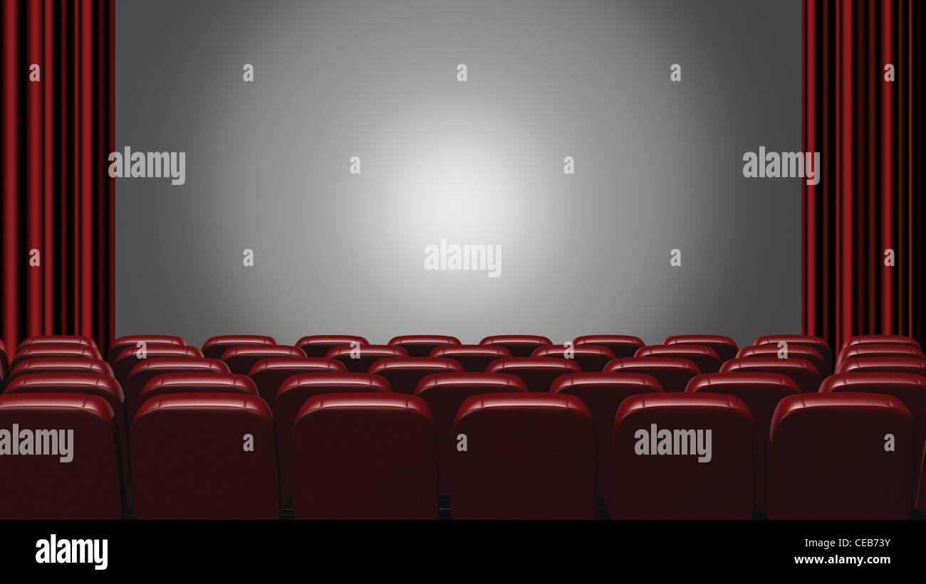 Cinema auditorium. 3d rendering. View on the screen Stock Photo - Alamy