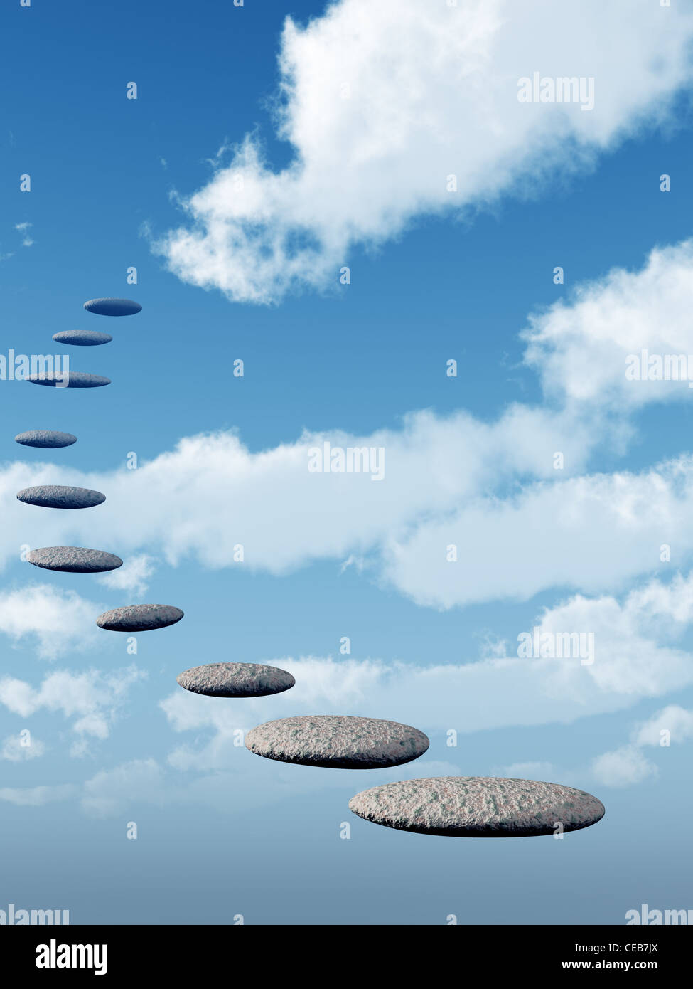 Path form stone to sky. 3d rendering Stock Photo - Alamy