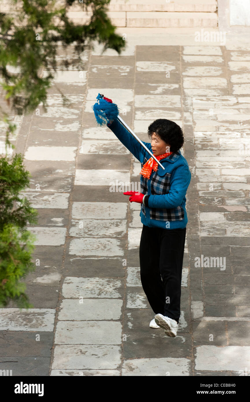 Woman doing Taichi, Beihai Park, Xicheng District, Beijing, China, Asia ...