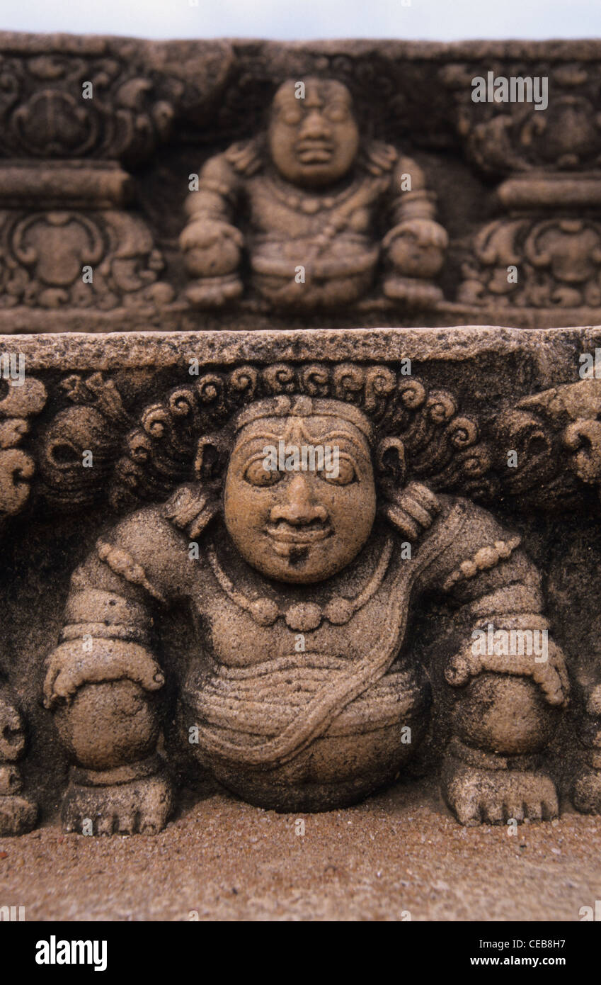 Dwarf carvings on old steps stair of 4th century Mahasen palace ...