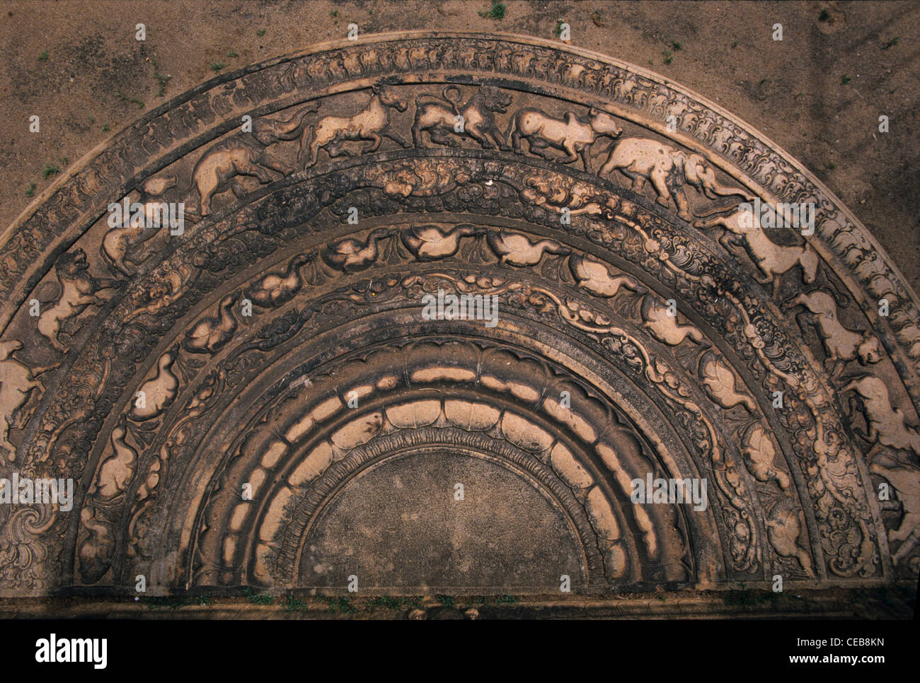 Famous moonstone Sandakada Pahana, Mahasen palace, Anuradhapura, Sri ...