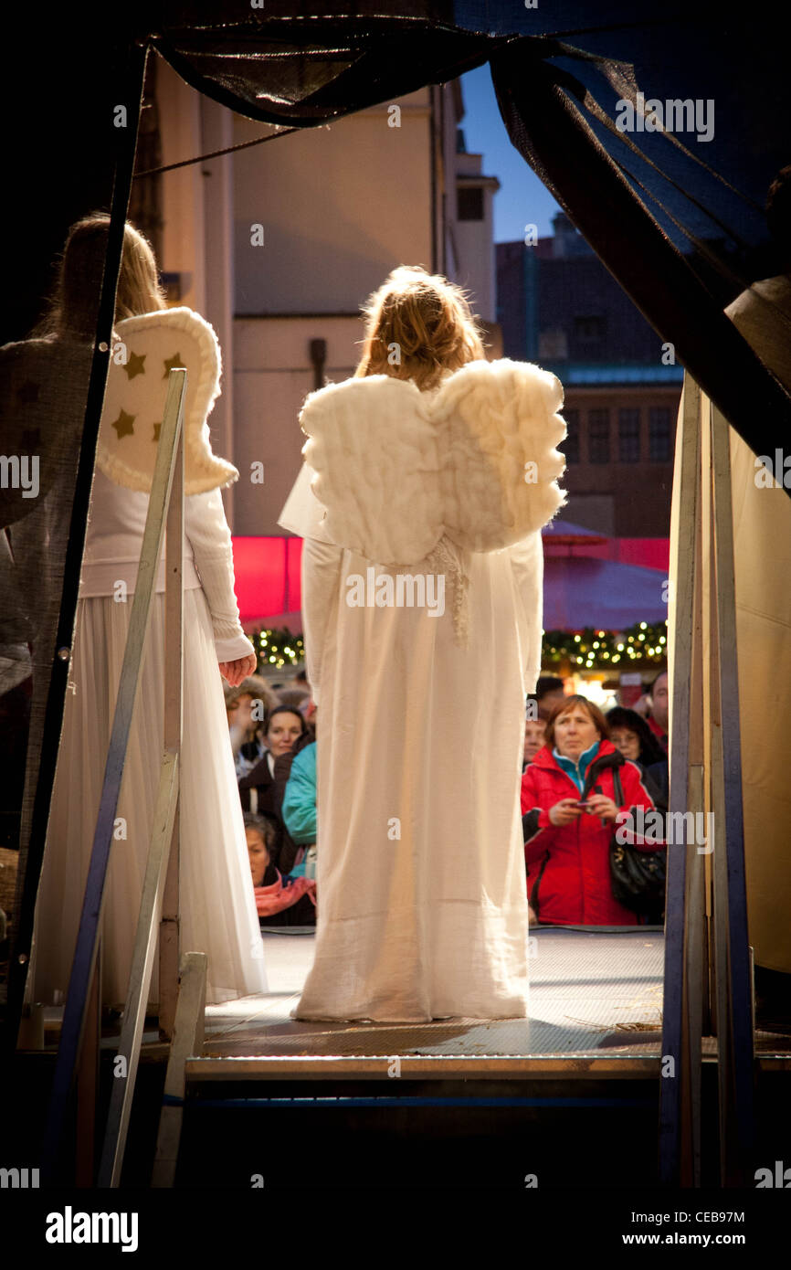 Nativity performance in the Old Town Square, Prague Stock Photo - Alamy
