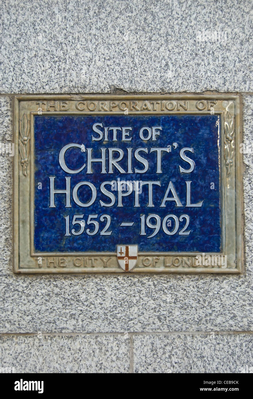 city of london blue plaque marking the 1552 to 1902 site of christ's ...