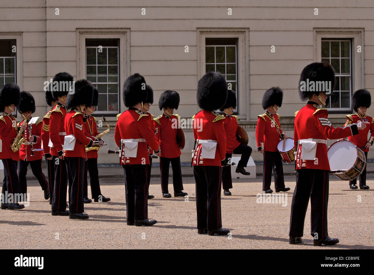 The Grenadier Guards marching band practicing before the 'Changing of ...
