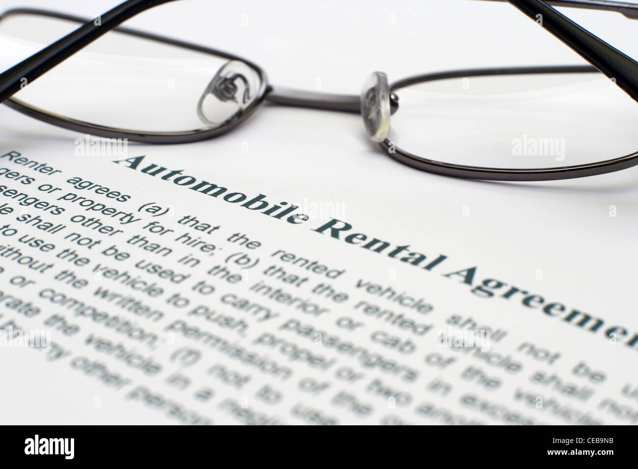 Automobile Rental Agreement Form Stock Photo - Alamy