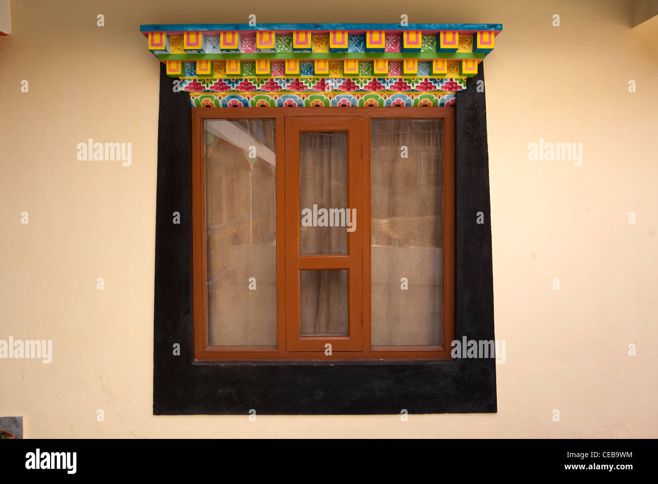 India, Arunachal Pradesh, Bomdila Gompa, guest house, colourfully ...