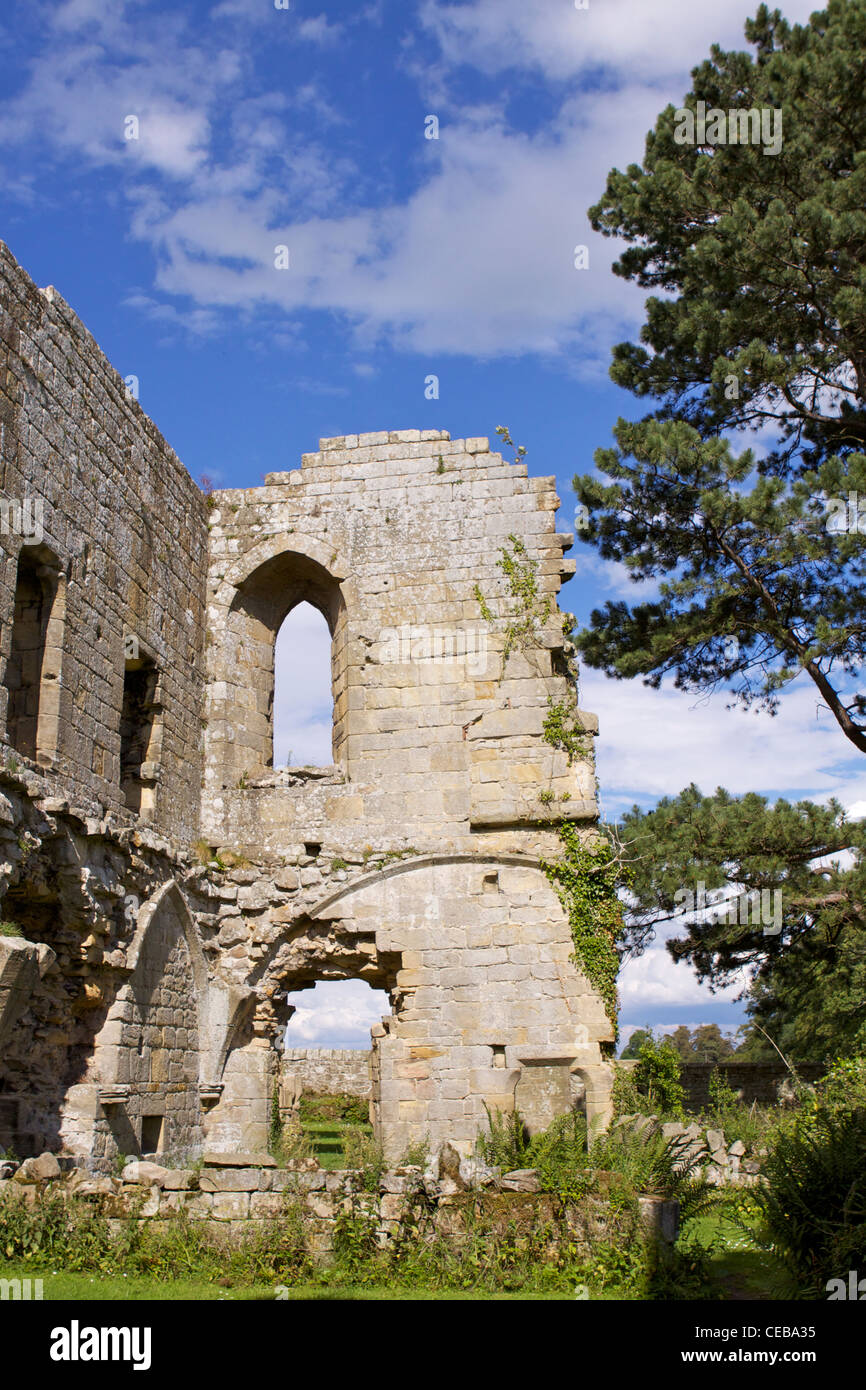 The stone ruins of Jervaulx Abbey, founded in 1156 by Cistercian monks ...