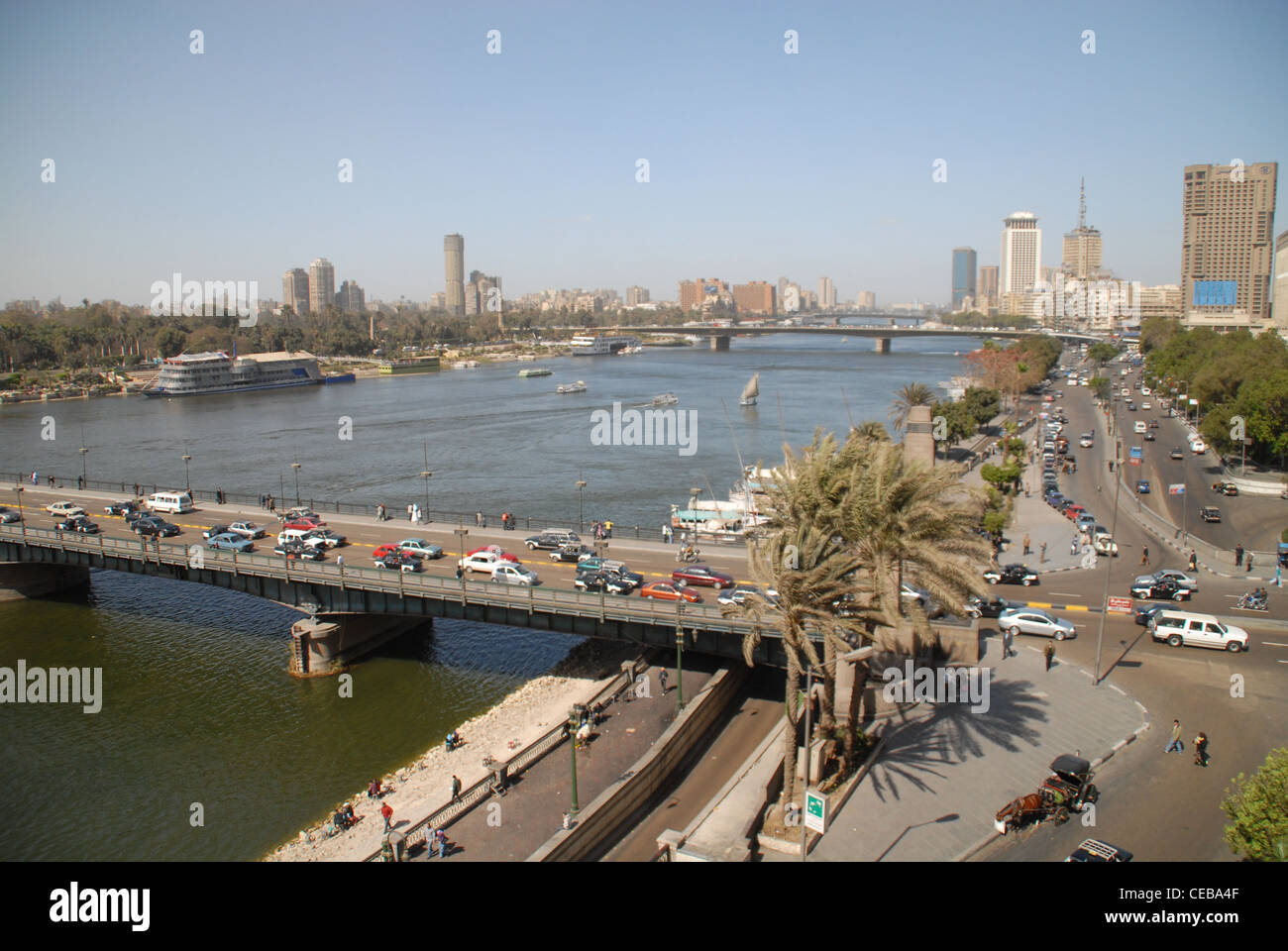 A panorama of central cairo looking west over the Nile river Stock ...