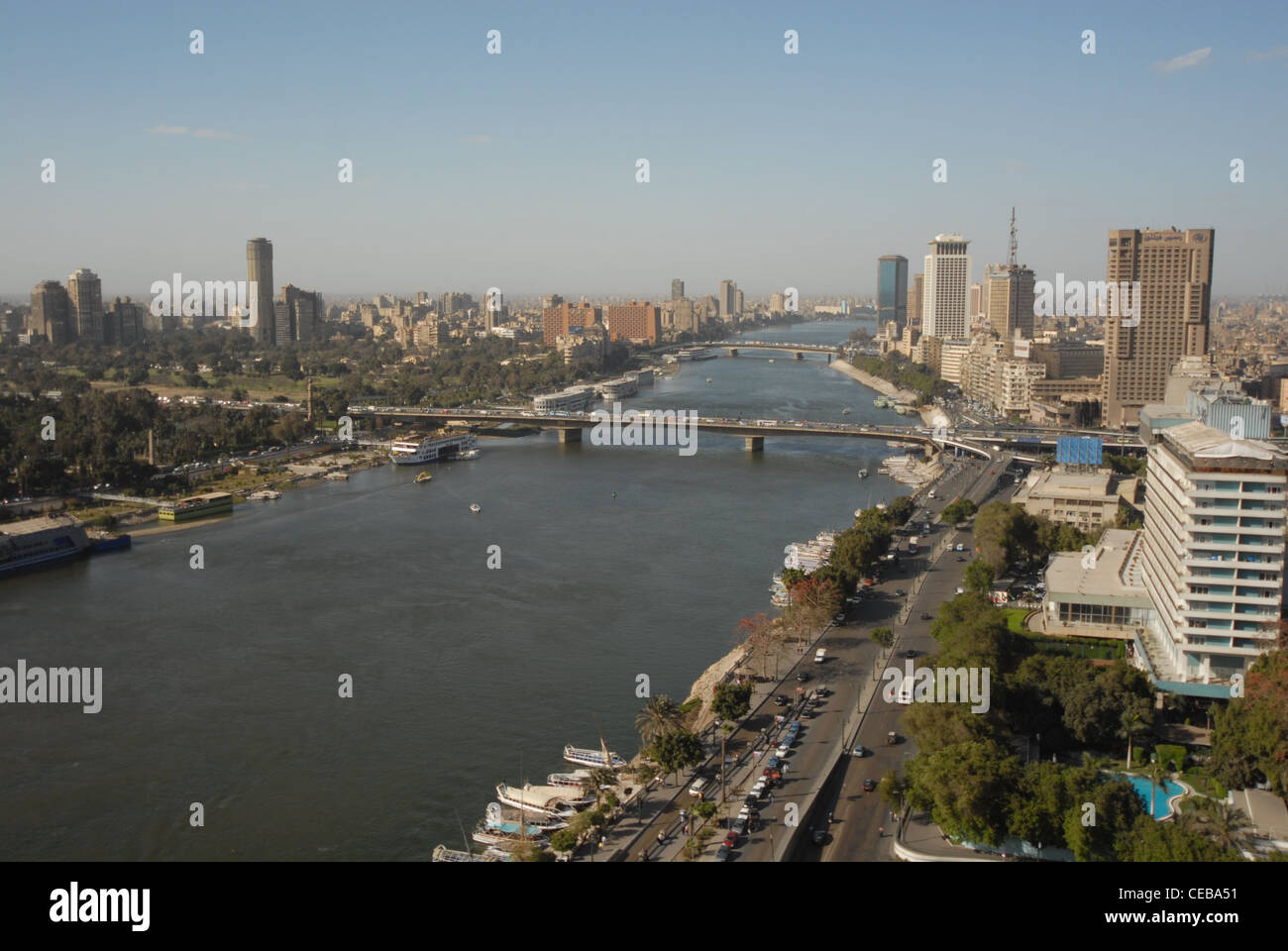 A panorama of central cairo looking west over the Nile river Stock ...