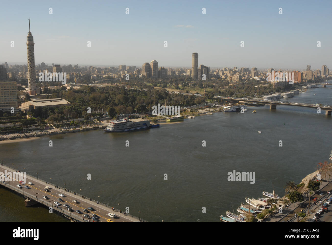 A panorama of central cairo looking west over the Nile river Stock ...