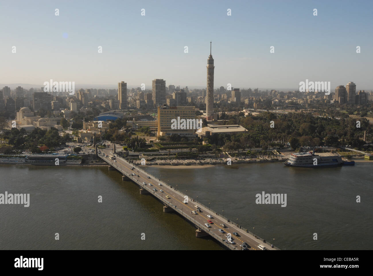 A panorama of central cairo looking west over the Nile river Stock ...
