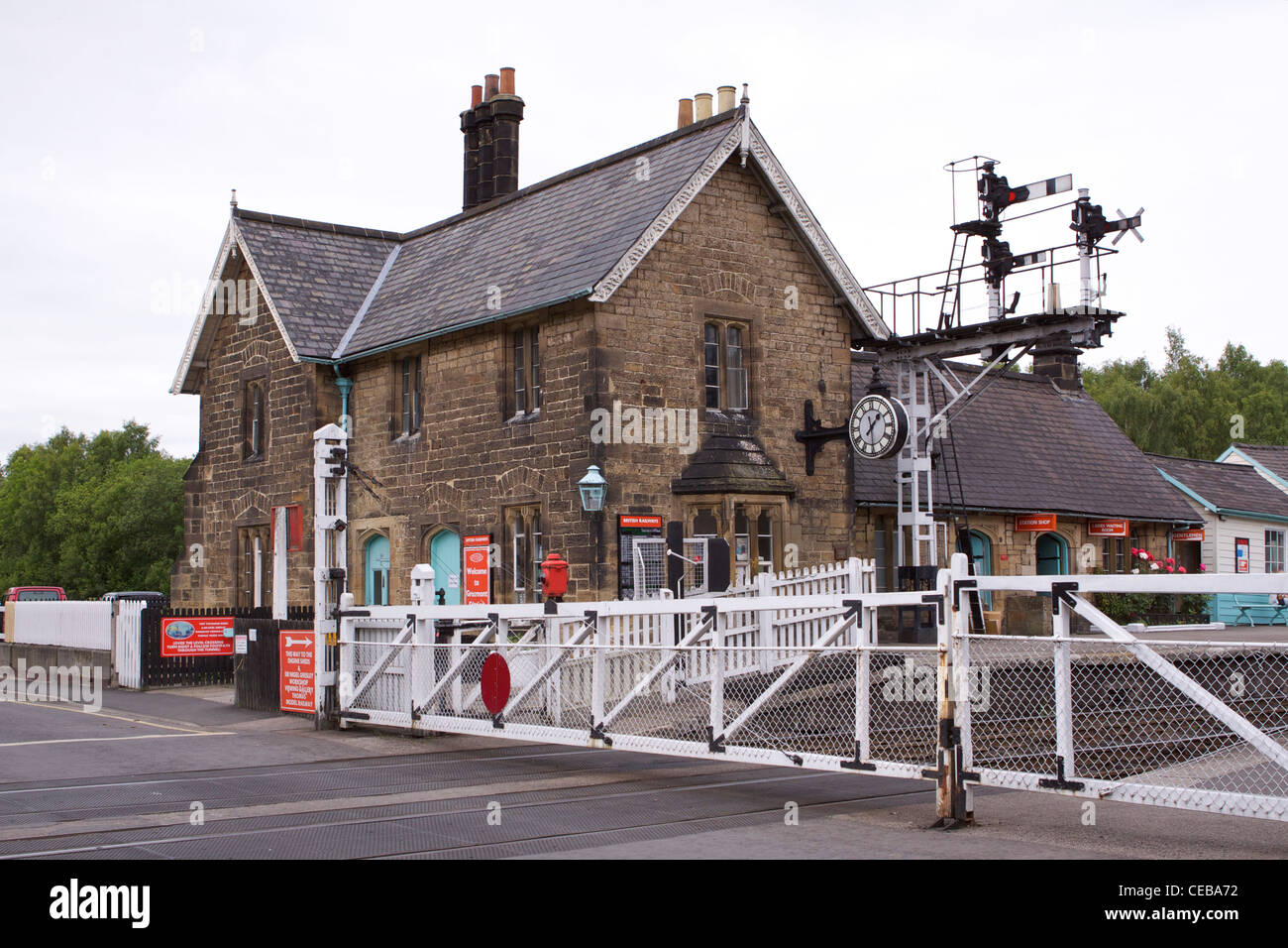 Open level crossing at Grosmont railway station in the Esk Valley ...