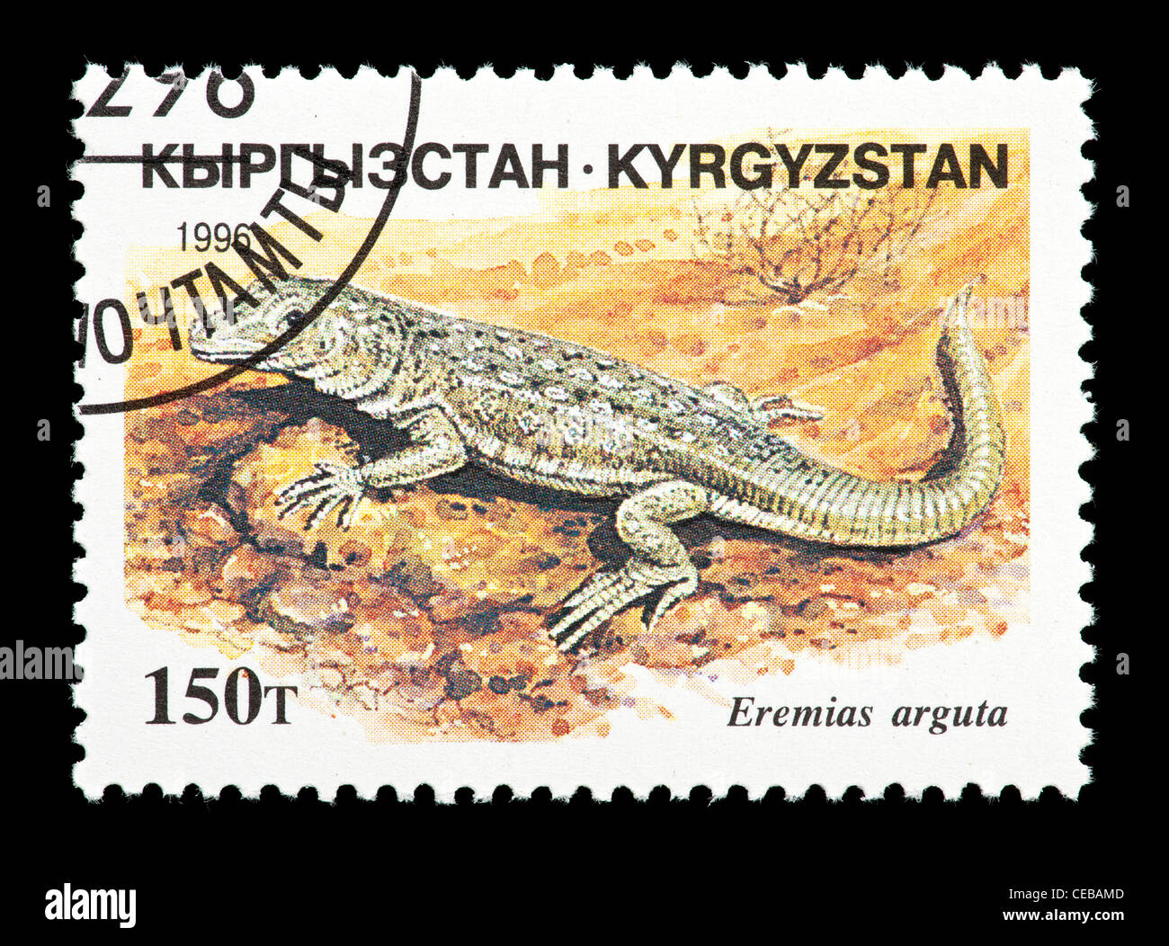 Postage stamp from Kazakhstan depicting a small lizard (Eremias arguta ...