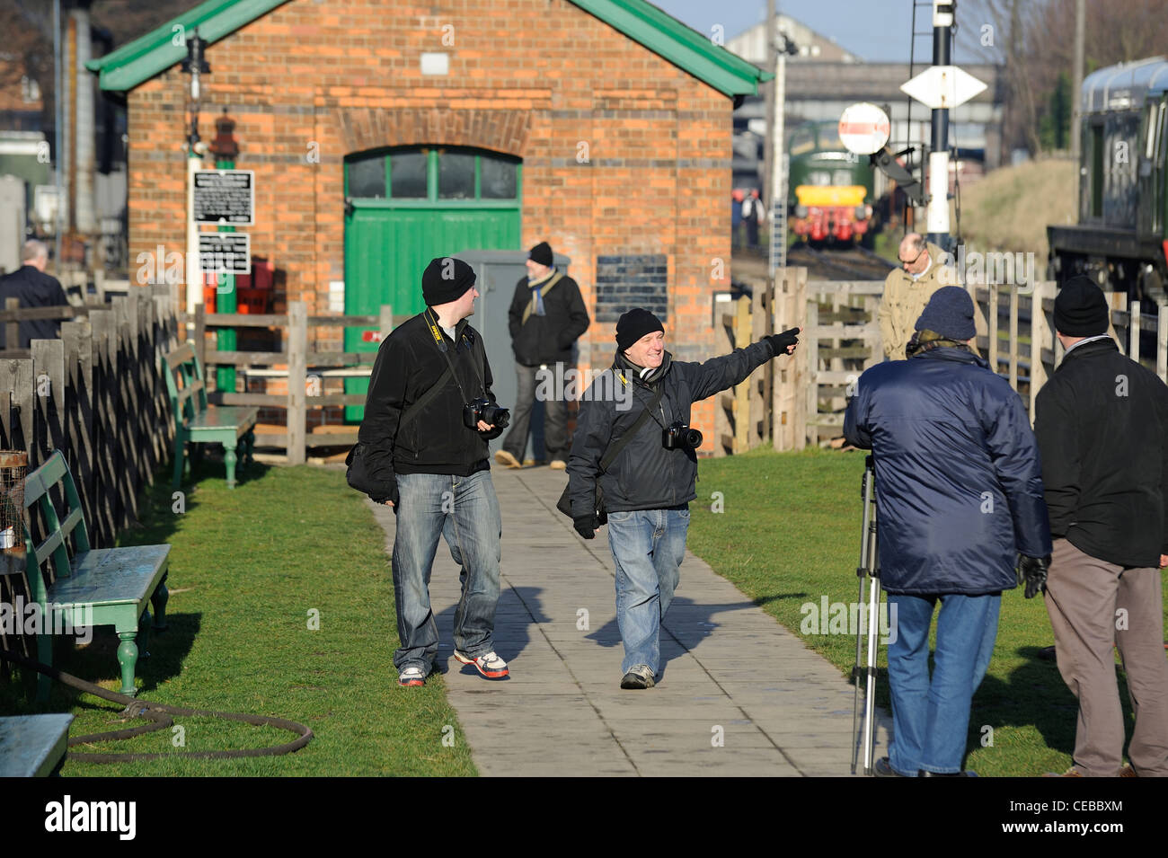 two railway photographers at the great central railway loughborough ...