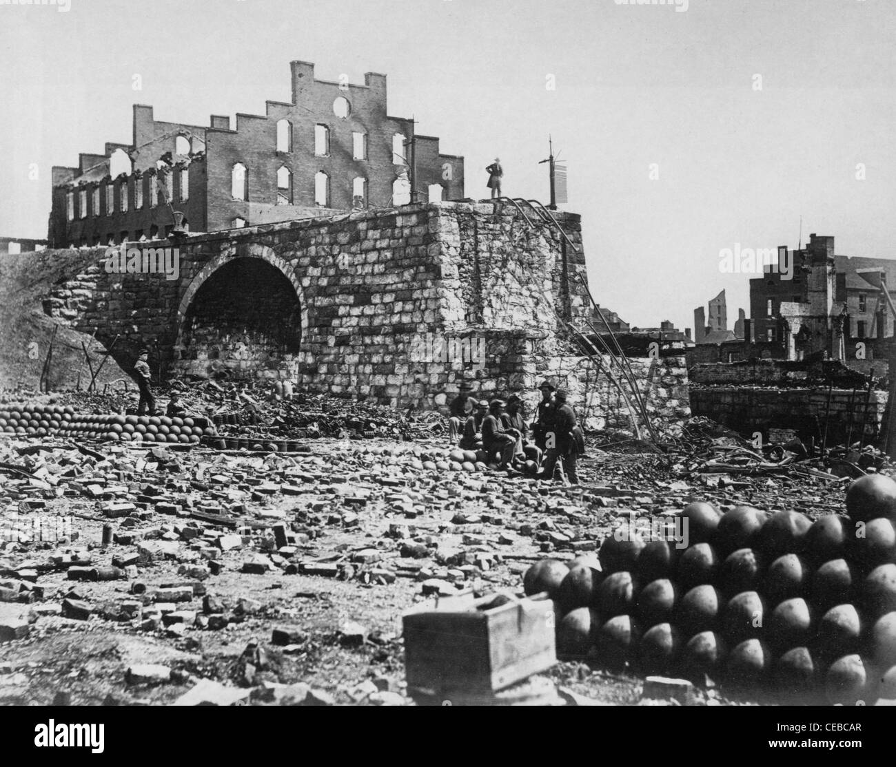 Ruins of the Richmond and Petersburg railroad bridge in the yard where ...