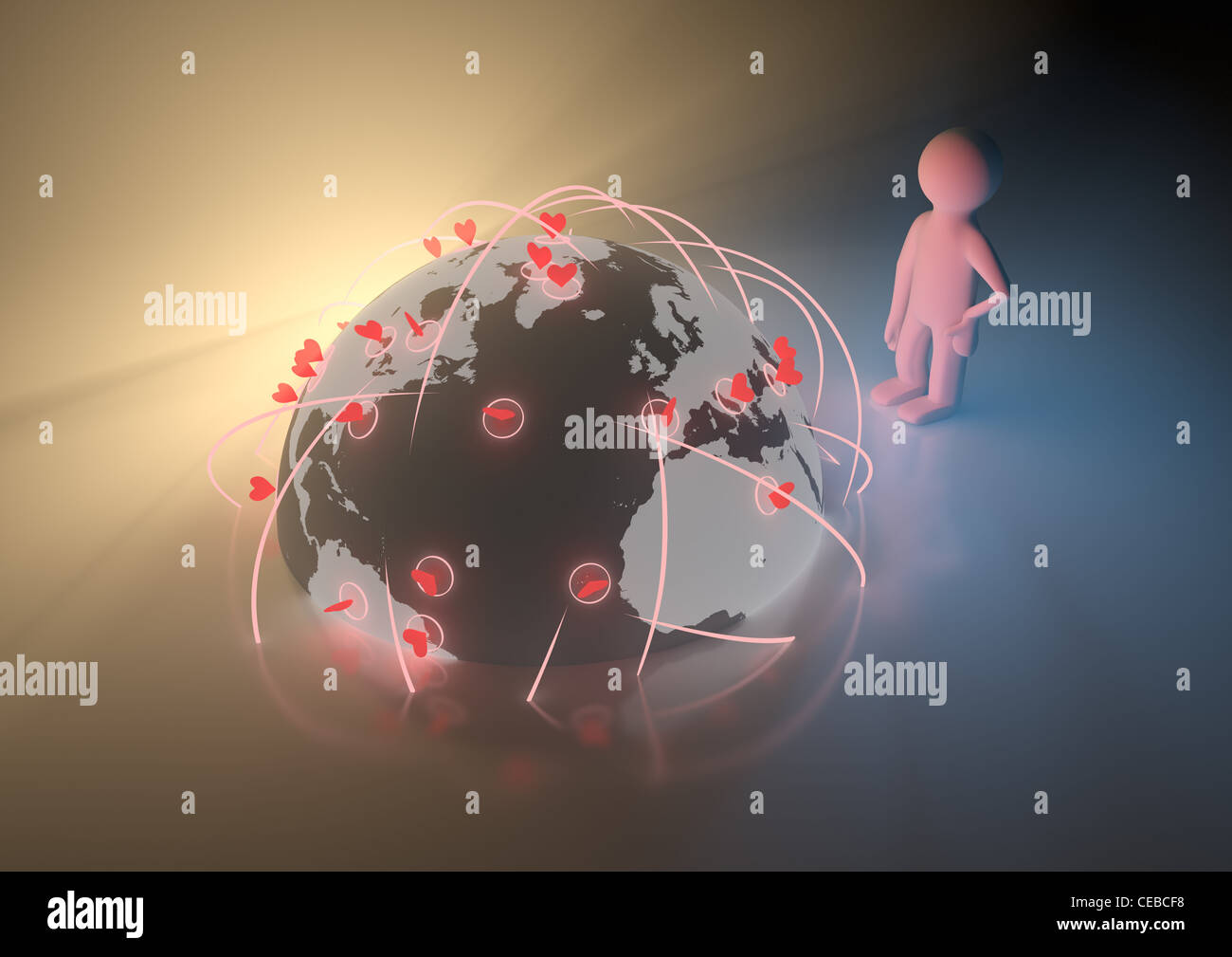 render of a network of heart symbols Stock Photo - Alamy