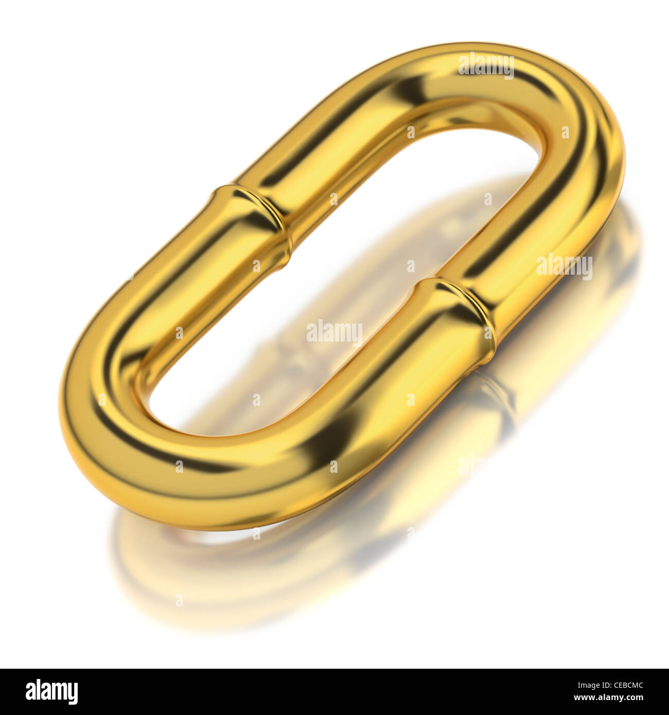 One golden chain link on white background Stock Photo - Alamy