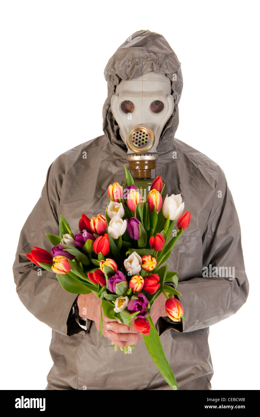 Man dressed in protection suit and gas mask Stock Photo - Alamy