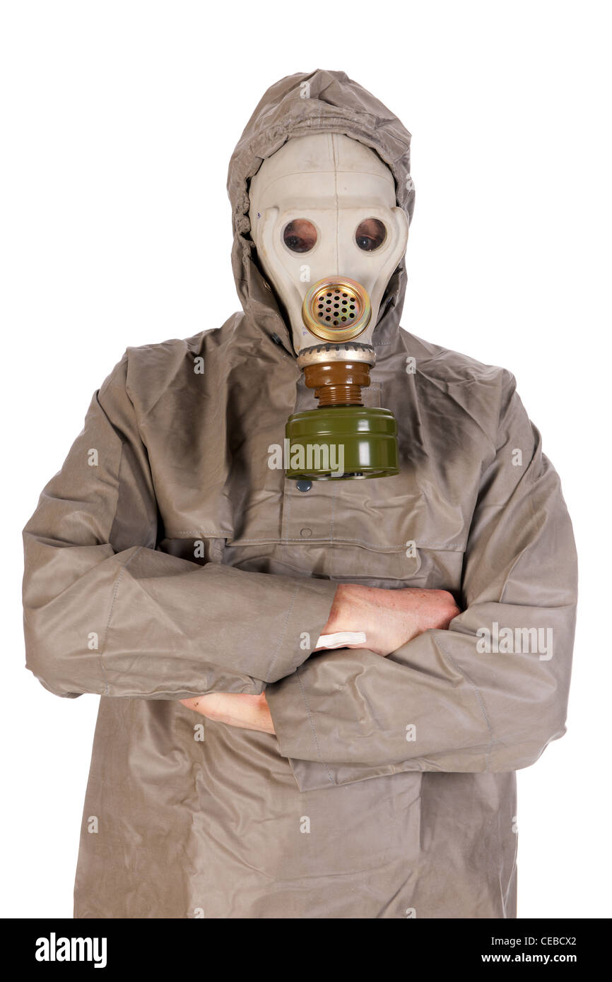 Man dressed in protection suit and gas mask Stock Photo - Alamy