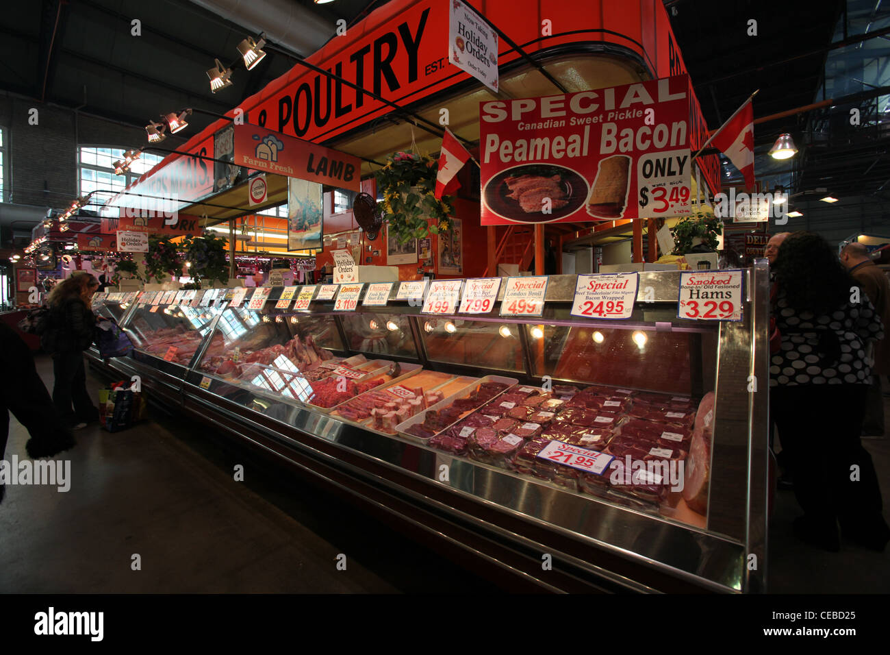 Meat stall in St. Lawrence indoor market Toronto Canada Stock Photo - Alamy